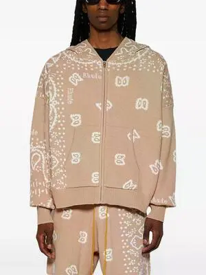 Rhude Bandana Knit Zip-front Hoodie