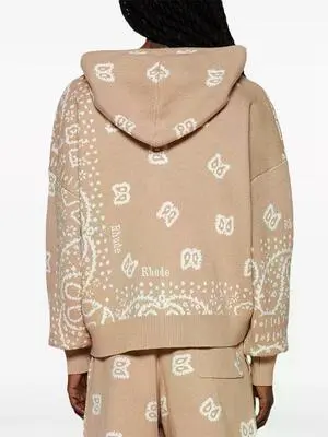Rhude Bandana Knit Zip-front Hoodie
