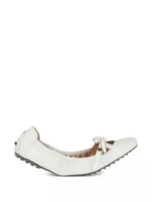 TOD'S Bow-detail Leather Ballet Flats