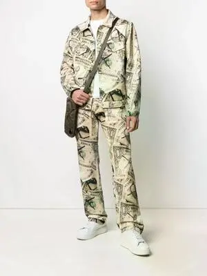 424 Dollar Bill Print Denim Jacket
