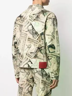 424 Dollar Bill Print Denim Jacket