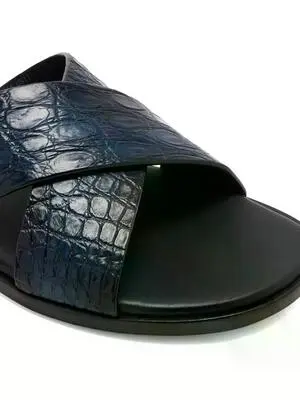 Magnanni Leather Flat Sandals - Blue