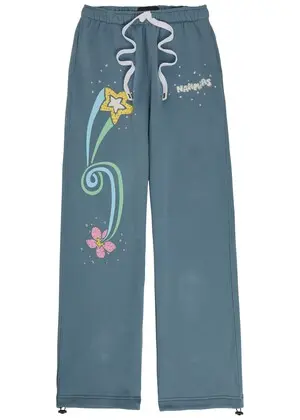 NAHMIAS Flower Trip Printed Straight-leg Sweatpants - Blue