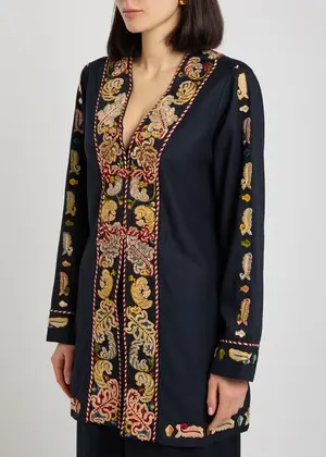 BODE Feather Runner Embroidered Cotton-blend Jacket - Multicoloured 1