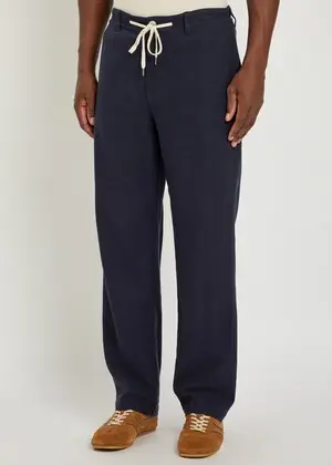 Paige Woven Trousers - Navy
