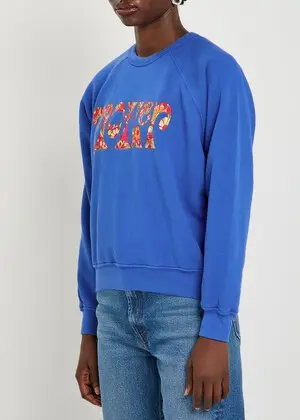 MOTHER The Concert Cropped Cotton Sweatshirt - Blue