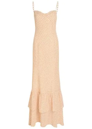 REFORMATION Fallon Polka Dot Chiffon Maxi Dress - Red