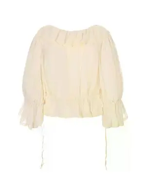 Chloé Ruffled Lace-trim Blouse - Neutrals
