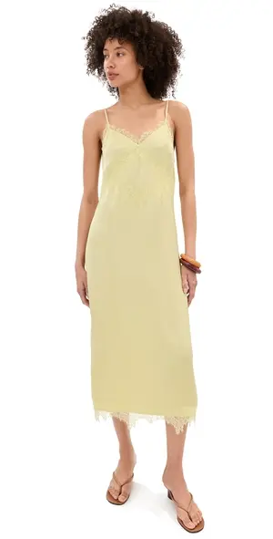 LE BOP Amara Satin Midi Dress Honeydew