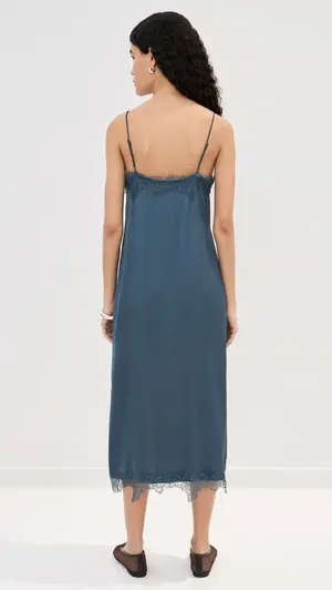 LE BOP Amara Satin Midi Dress - Navy