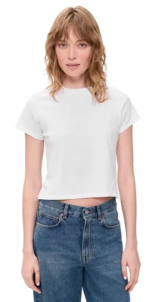 Renggli Cropped Stretch Cotton Tee - Chalk