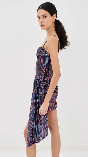 AREA Wrapped Sequin Mini Dress