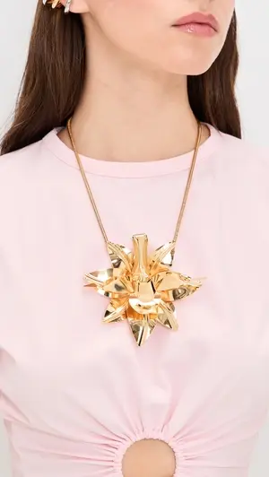 Rabanne Metal Flower Pendant Necklace
