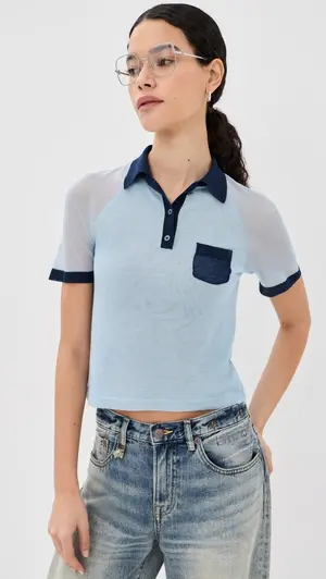 Acne Studios Transparent Polo Sweater - Light Blue/navy