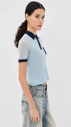 Acne Studios Transparent Polo Sweater - Light Blue/navy