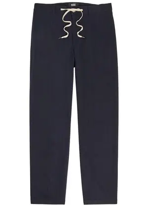 Paige Woven Relaxed Trousers - Navy