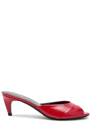 JUDE 65 Leather Peep-toe Mules