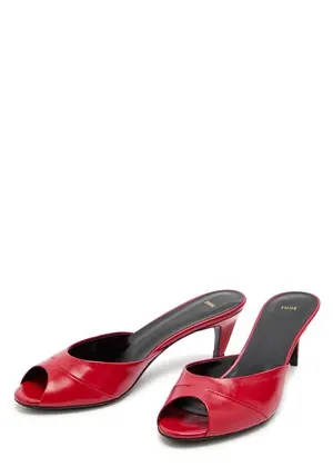 JUDE 65 Leather Peep-toe Mules