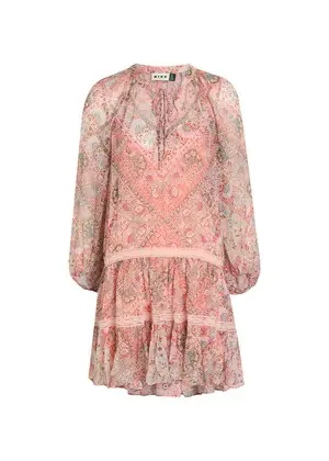 Rixo Miyah Printed Georgette Mini Dress With Lace Inserts - Multicoloured