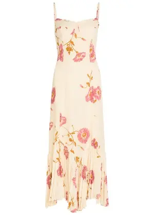 REFORMATION Floral-print Chiffon Midi Dress - Multicoloured