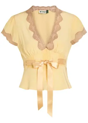 Rixo Daniela Lace-trim Silk Top