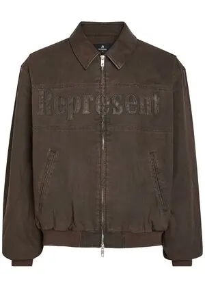 REPRESENT Roscoe Logo-appliquéd Cotton-twill Bomber Jacket - Brown