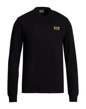 EA7 Long Sleeve Crewneck Sweatshirt With Logo Detail - Black