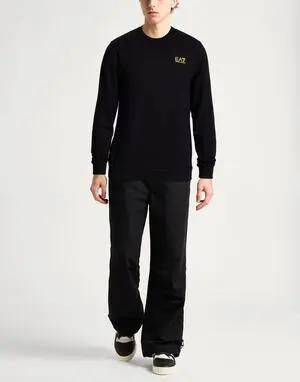 EA7 Long Sleeve Crewneck Sweatshirt With Logo Detail - Black