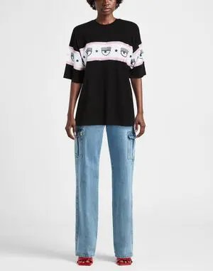 CHIARA FERRAGNI Cotton T-shirt With Logo Print - Black