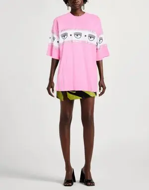 CHIARA FERRAGNI Eyes" Printed Cotton T-shirt - Pink