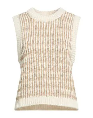 Ba&sh Knitted Two-tone Sleeveless Crewneck Sweater
