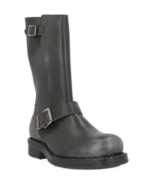 REPLAY Leather Buckled Wedge Boots - Grey