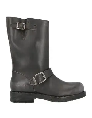 REPLAY Leather Buckled Wedge Boots - Grey