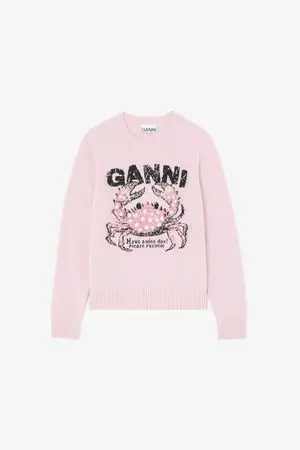 GANNI Graphic Print Sweater - Pink