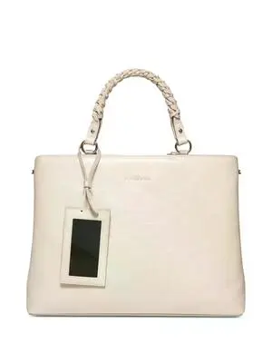 John Richmond Leather Tote Bag With Braided Handle - Neutrals