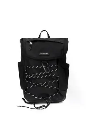 Balenciaga Lace-up Backpack With Carabiner Detail - Black