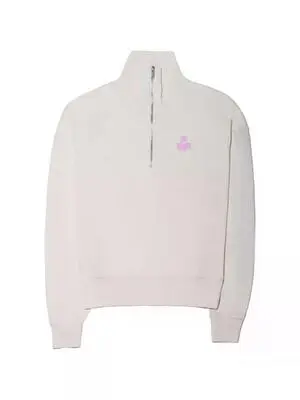 MARANT ETOILE Ross Logo-print Quarter-zip Sweater - Neutrals