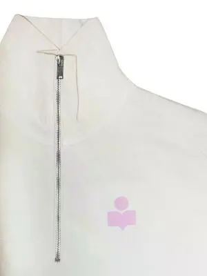 MARANT ETOILE Ross Logo-print Quarter-zip Sweater - Neutrals