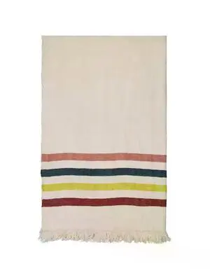 LIBECO Belgian Fouta Striped Fringed Towel - Neutrals