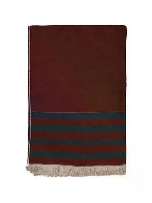 LIBECO Juniper Striped Fringed Throw - Brown