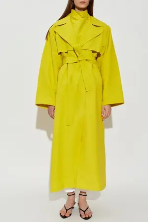 Alaïa Long Coat With Open Lapels - Yellow