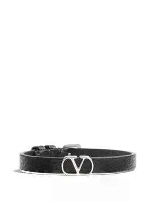 Valentino Garavani Vlogo Signature Leather Bracelet - Black