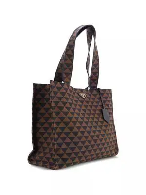 Prada Symbole Shopper Jacquard Horizontal Tote Bag - Brown