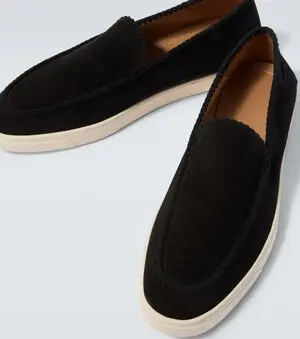 Giorgio Armani Galleria Suede Slip-on Shoes - Black