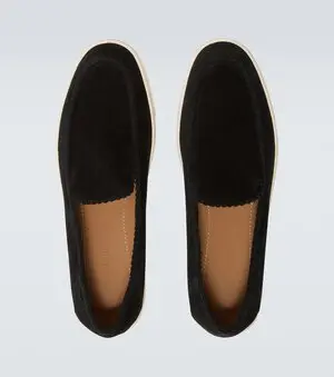 Giorgio Armani Galleria Suede Slip-on Shoes - Black