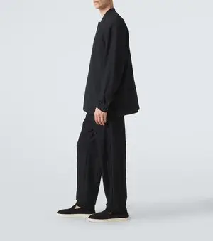 Giorgio Armani Galleria Suede Slip-on Shoes - Black