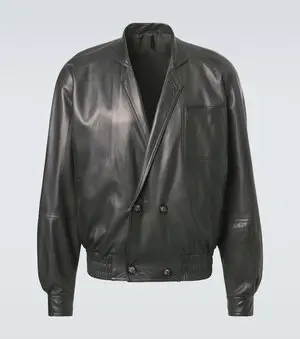 Giorgio Armani Archivio Leather Bomber Jacket - Black