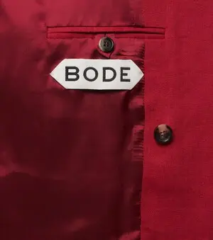 BODE Double-breasted Linen Blazer - Red