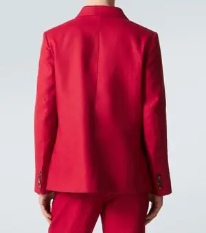 BODE Double-breasted Linen Blazer - Red