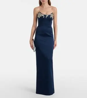 Rebecca Vallance Lessa Embellished Satin Bustier Gown